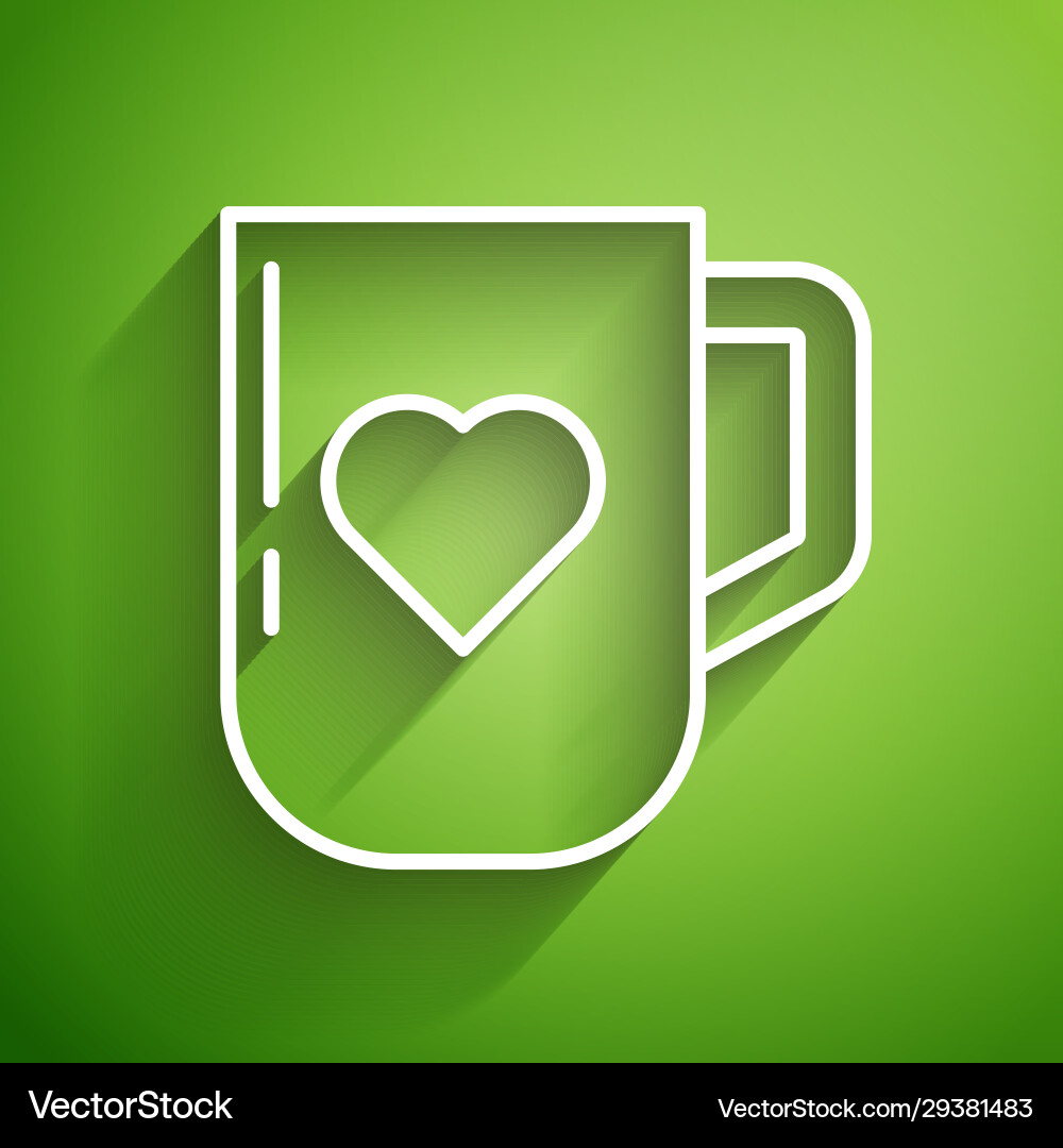 White line coffee cup and heart icon isolated Vector Image
