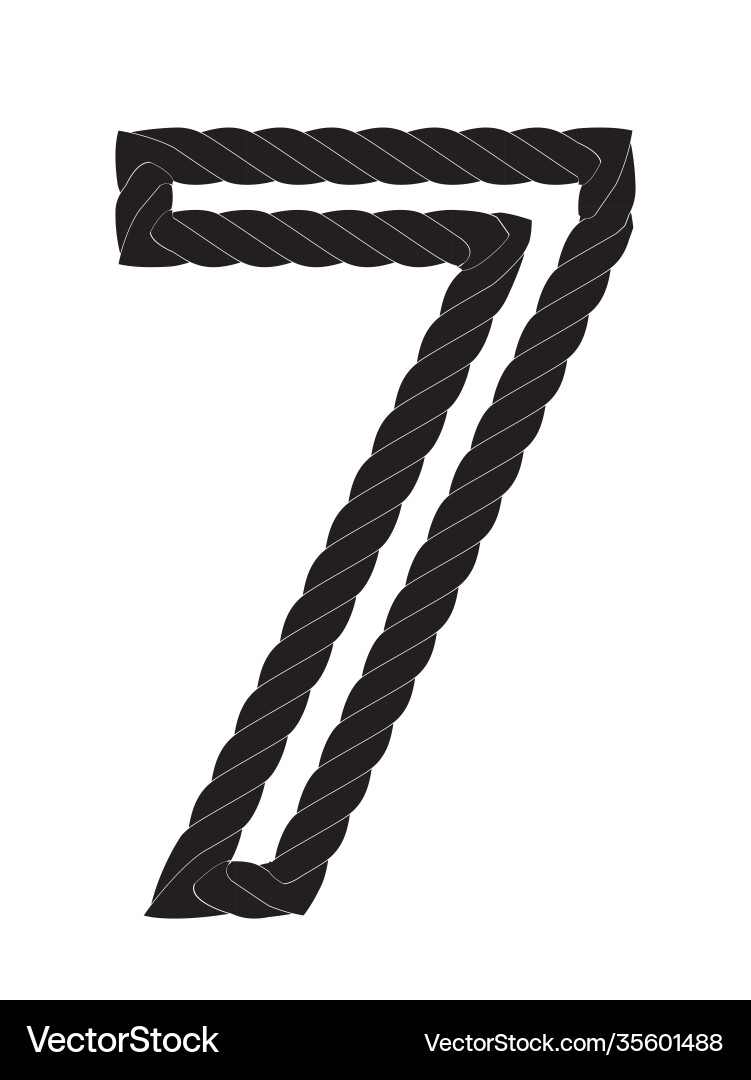Black and white number seven made from rope Vector Image