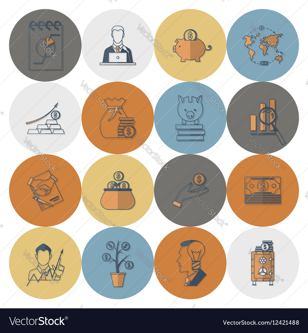 Business and finance icon set Royalty Free Vector Image