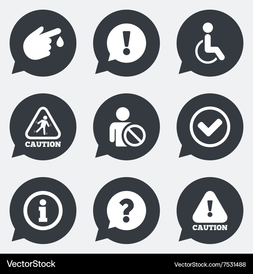 Caution and attention icons information signs Vector Image