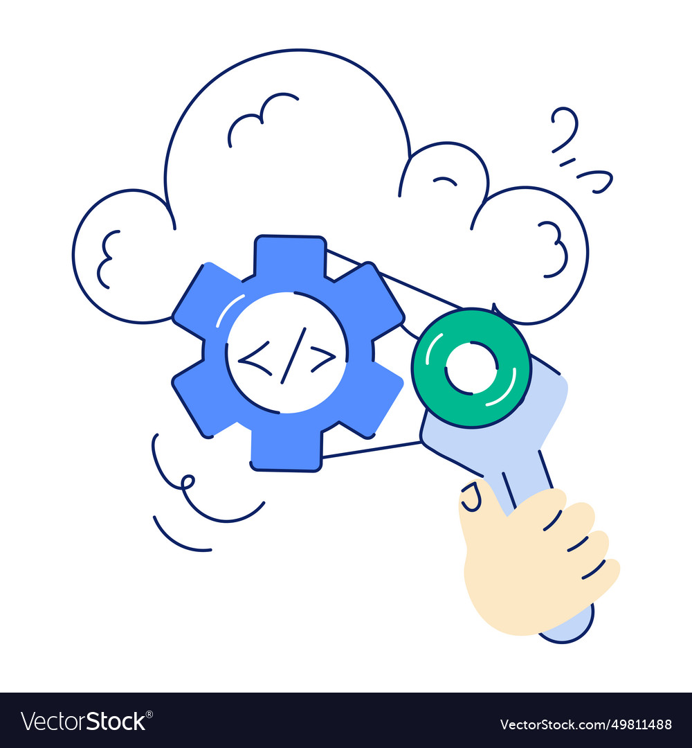 Cloud development hand drawn mini Royalty Free Vector Image