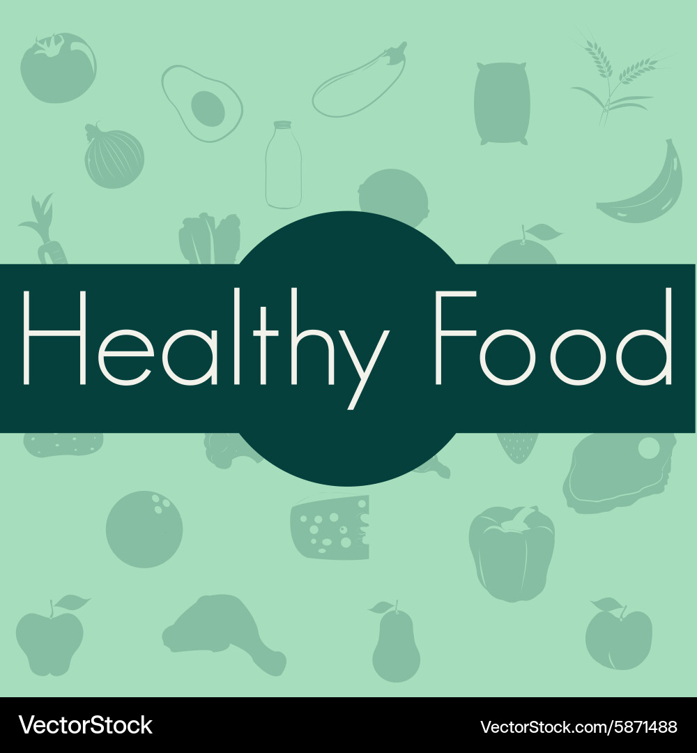 Colored background with text and healthy food Vector Image