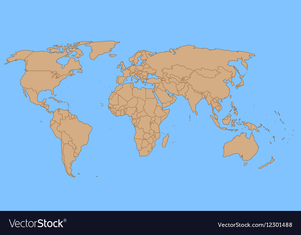 Contour world map Royalty Free Vector Image - VectorStock