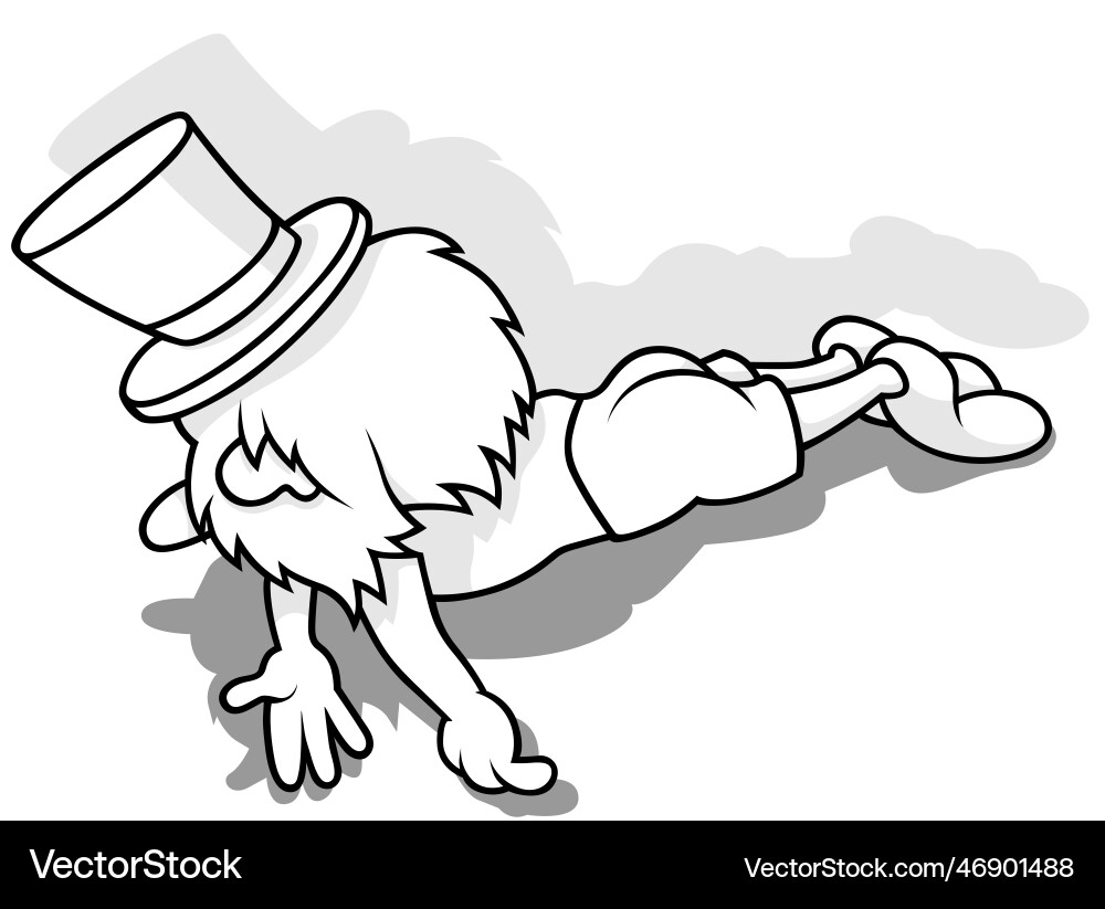 Drawing of a lying stick figure Royalty Free Vector Image