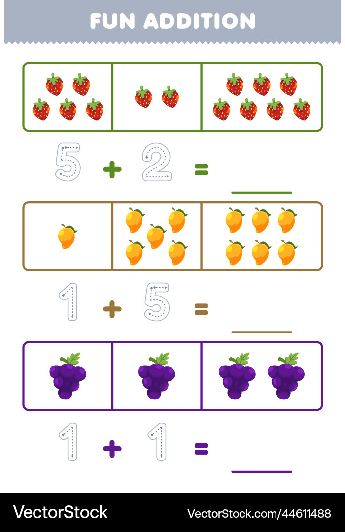 Education game for children fun addition Vector Image