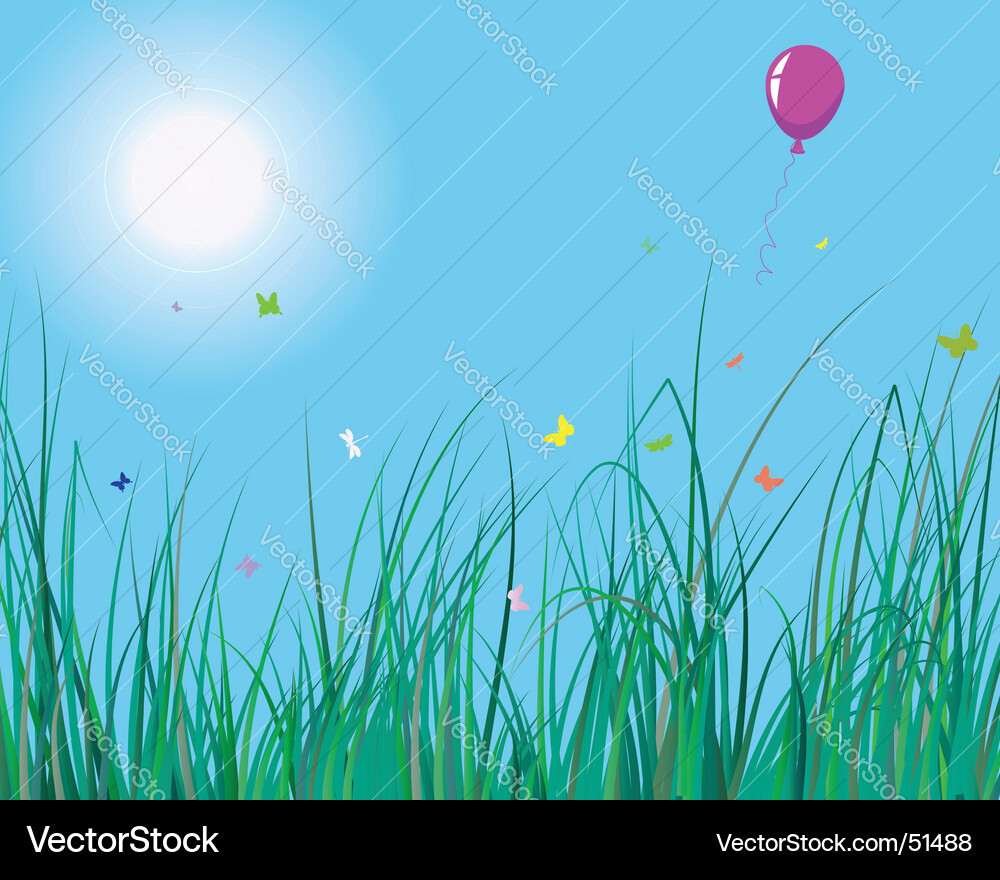 Grass and balloon Royalty Free Vector Image - VectorStock