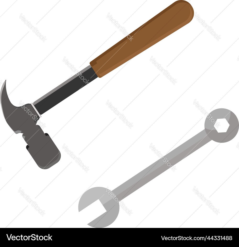 Hammer and wrench on a white background Royalty Free Vector