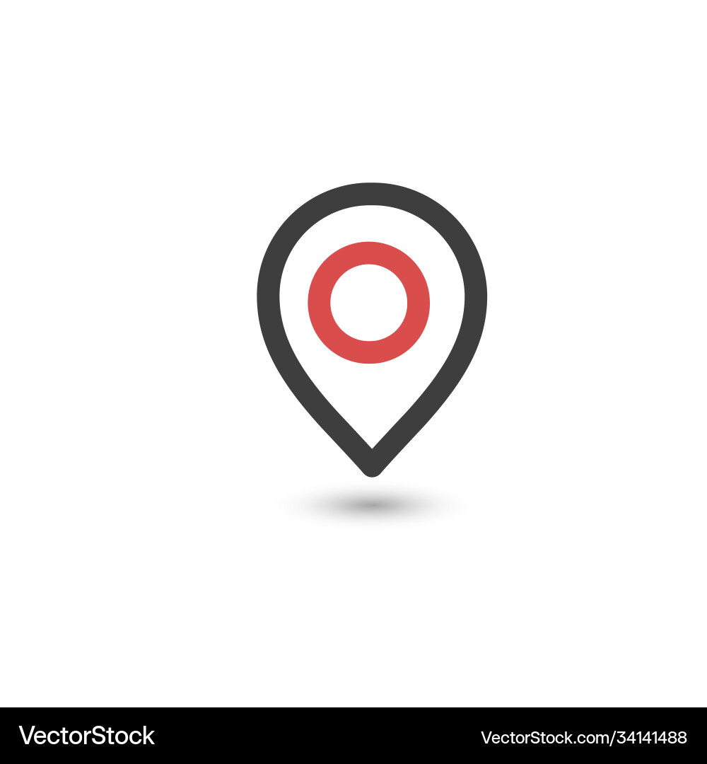 Map pin sign location icon with oval gray shadow Vector Image