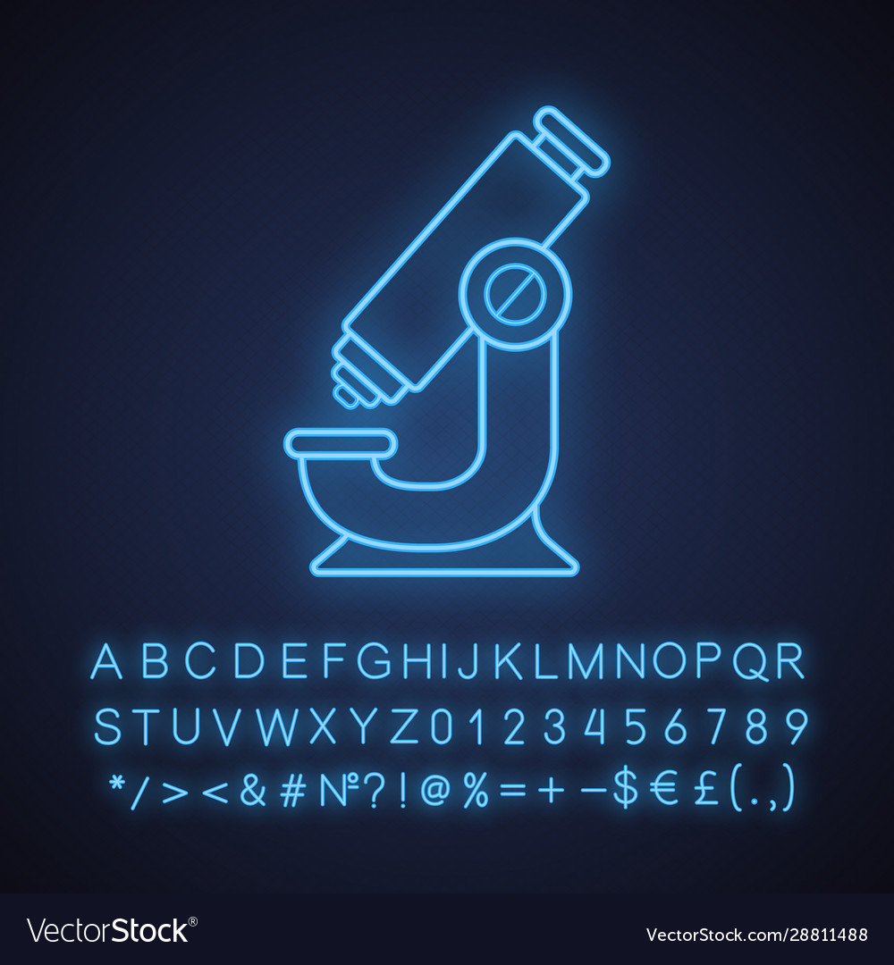 Microscope neon light icon Royalty Free Vector Image