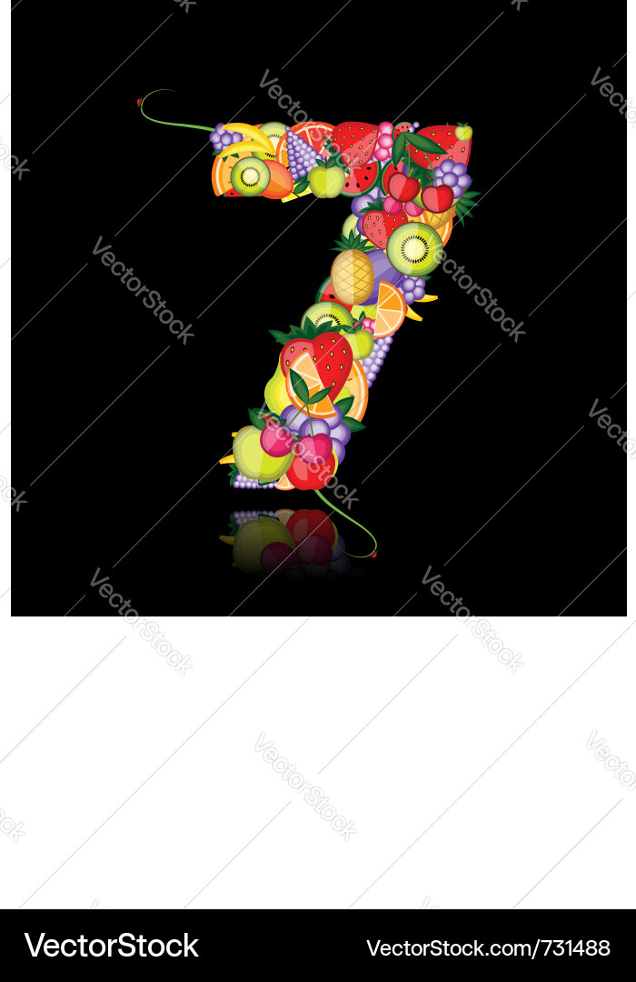Number seven made from fruits Royalty Free Vector Image