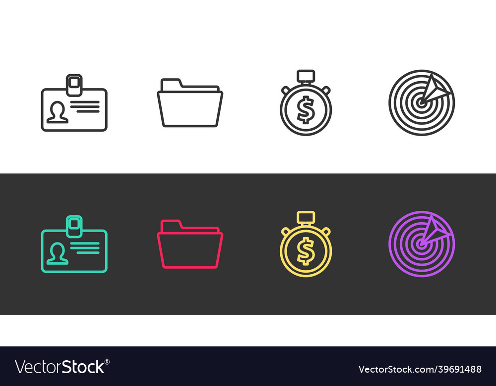 Set line identification badge document folder Vector Image Set line identification badge document folder Vector Image