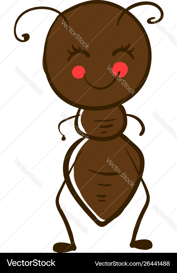 Shy little ant on white background Royalty Free Vector Image
