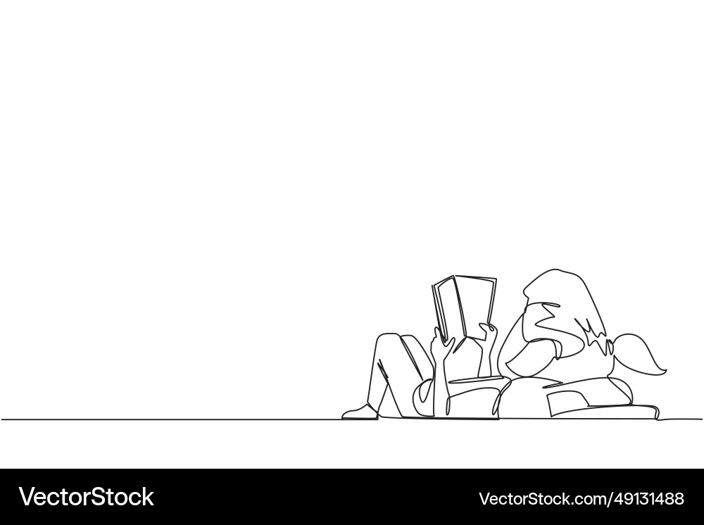 Single one line drawing girl lying on back Vector Image