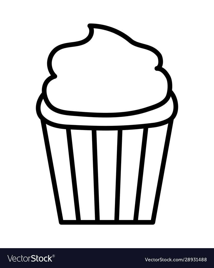 Sweet Cupcake Dessert Tasty Icon Thick Line Vector Image