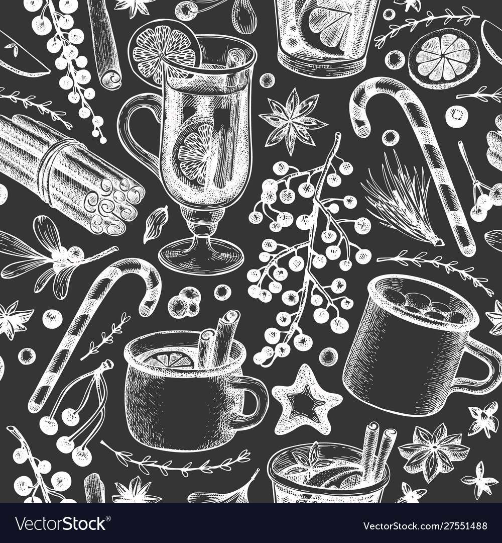Winter Drinks Seamless Pattern Hand Drawn Vector Image winter-drinks-seamless-pattern-hand-drawn-vector-image