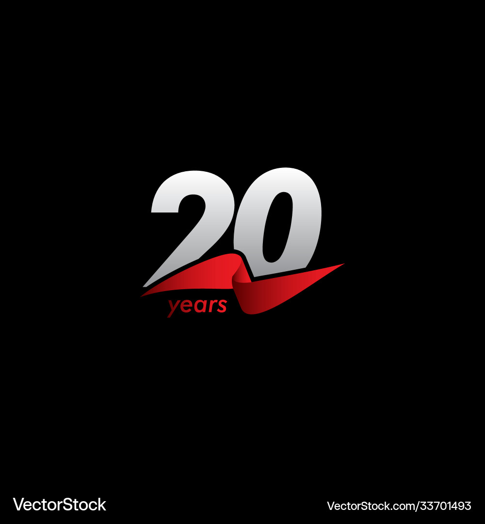 20 years anniversary celebration white black red Vector Image