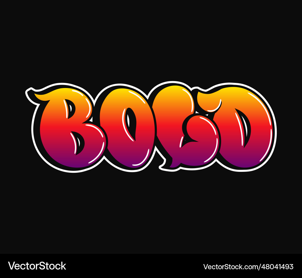 Bolod - single word letters graffiti style hand Vector Image