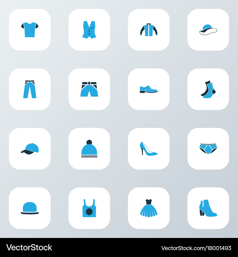 Clothes colorful icons set collection Royalty Free Vector