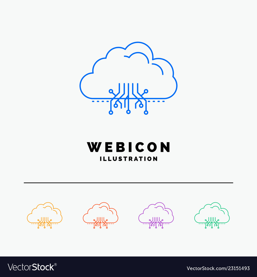 Cloud computing data hosting network 5 color line Vector Image