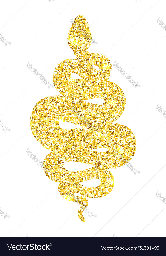 Coiled snake golden glitter over white Royalty Free Vector