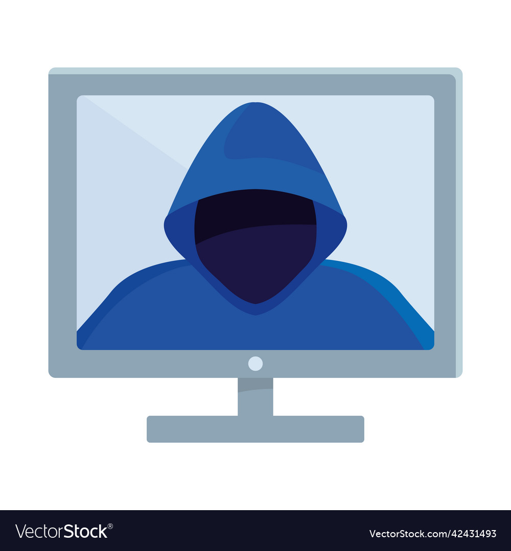 Computer with hacker Royalty Free Vector Image