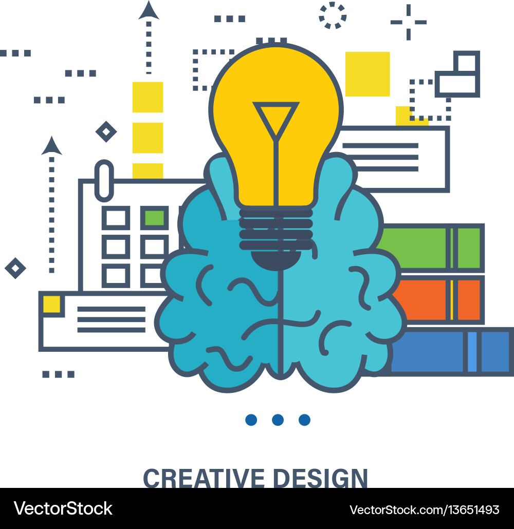 Concept of creative design and brainstorming Vector Image