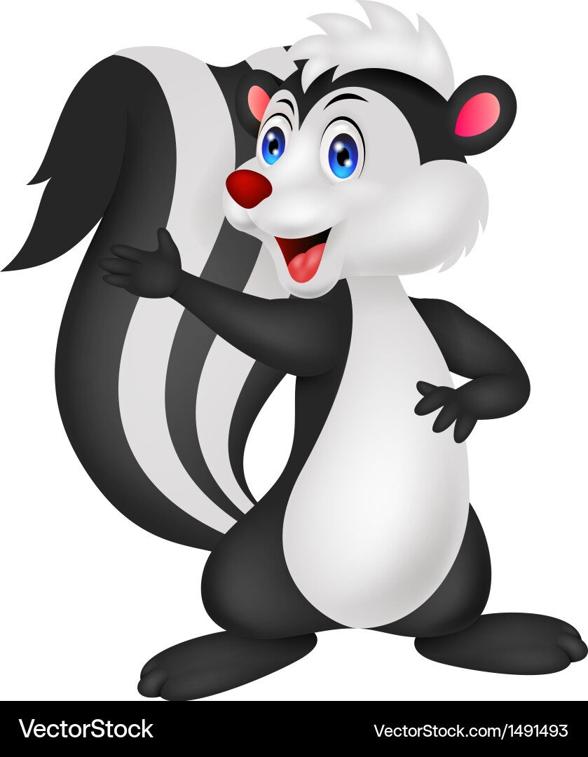 Cute skunk cartoon waving hand Royalty Free Vector Image