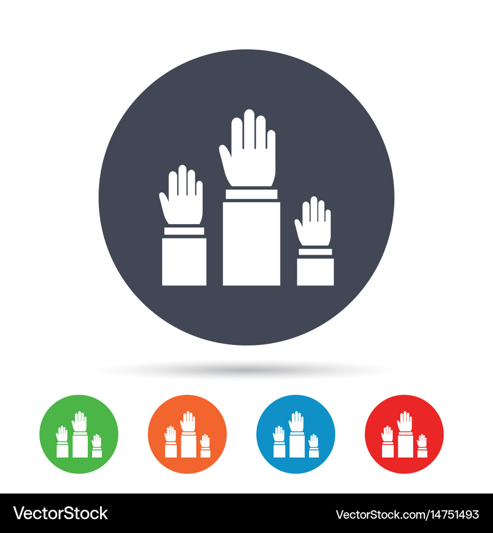 Election or voting sign icon hands raised up Vector Image