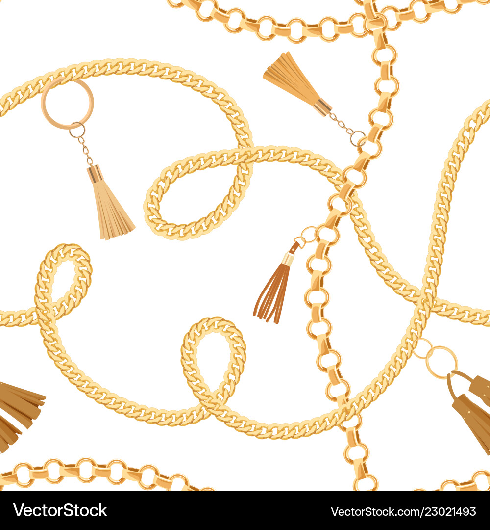 Fashion seamless pattern with golden chains fabric