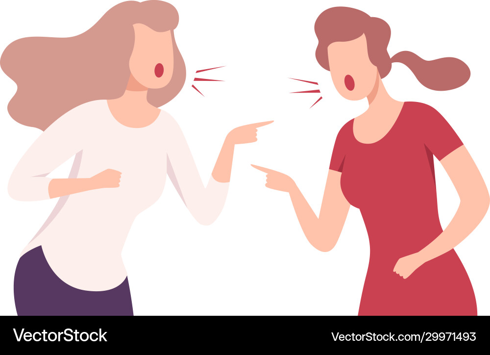 Furious female colleagues arguing and shouting Vector Image