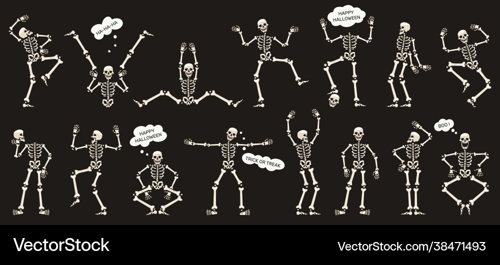 Halloween Skeletons Dancing Spooky Royalty Free Vector Image