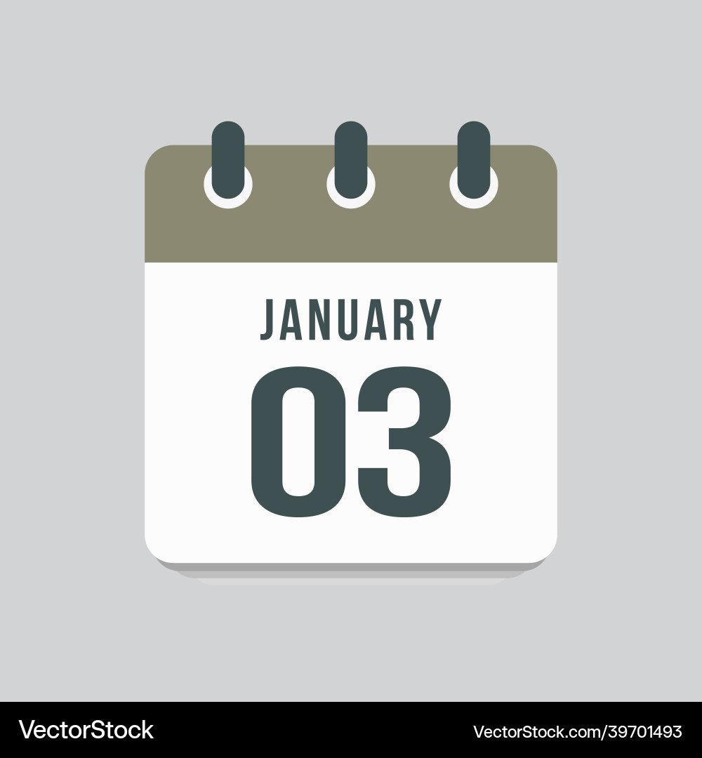 Icon day date 3 january template calendar page Vector Image