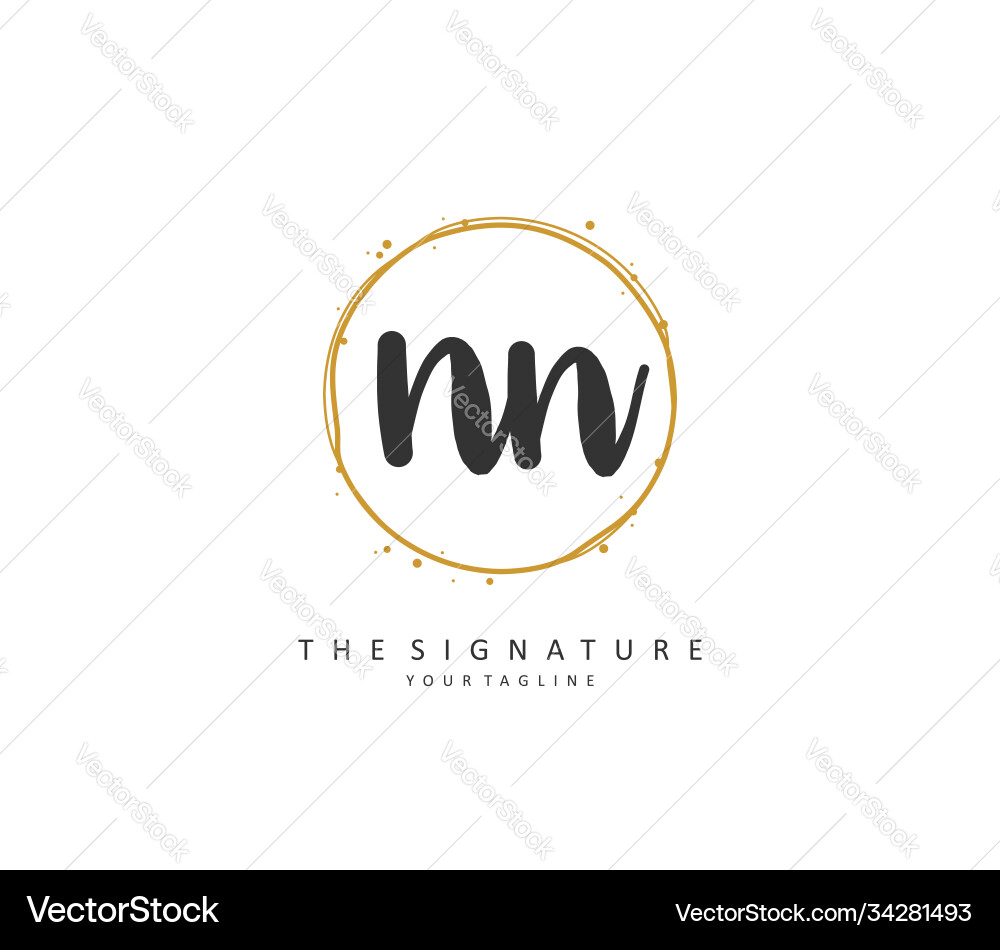 N nn initial letter handwriting and signature Vector Image