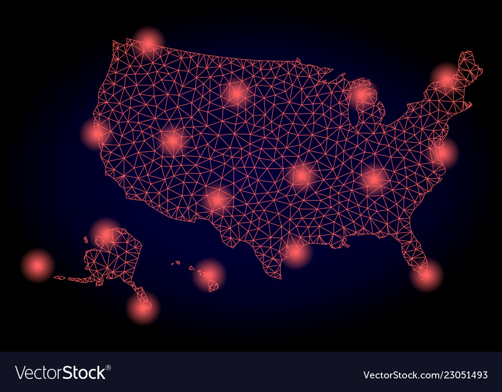 Polygonal network mesh map usa territories Vector Image Polygonal network mesh map usa territories Vector Image