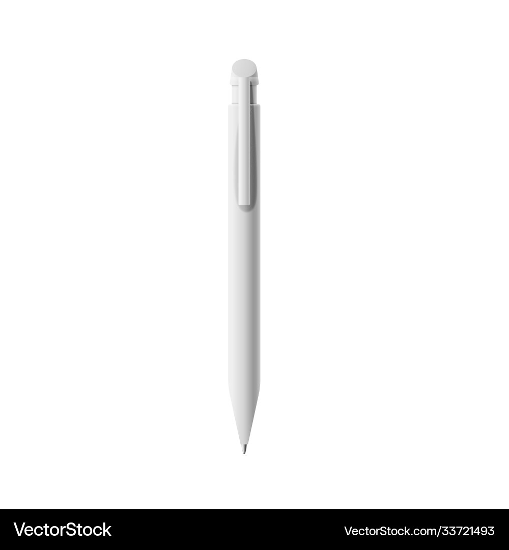 Realistic white retractable pen mockup isolated Vector Image