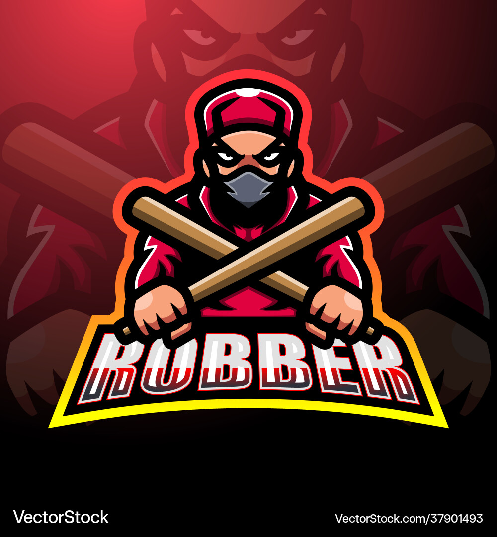 Robber mascot esport logo design Royalty Free Vector Image