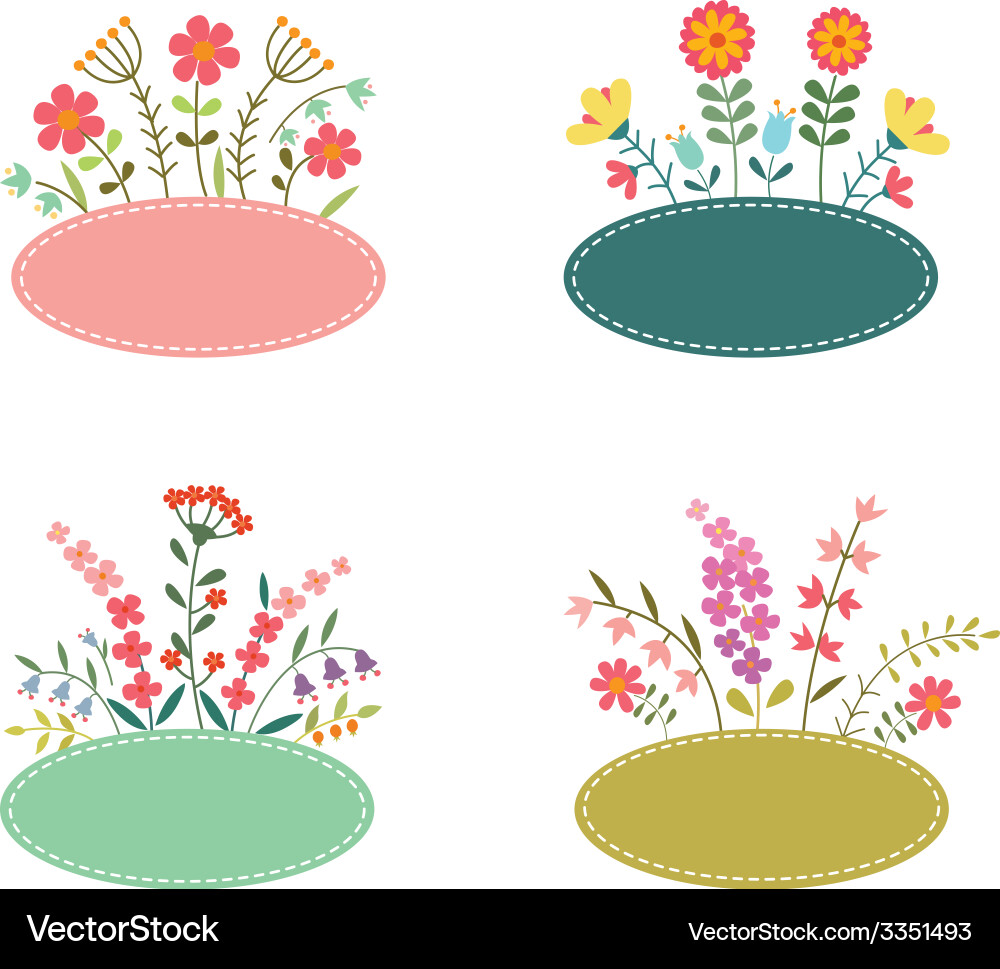 Set of romantic flower labels Royalty Free Vector Image