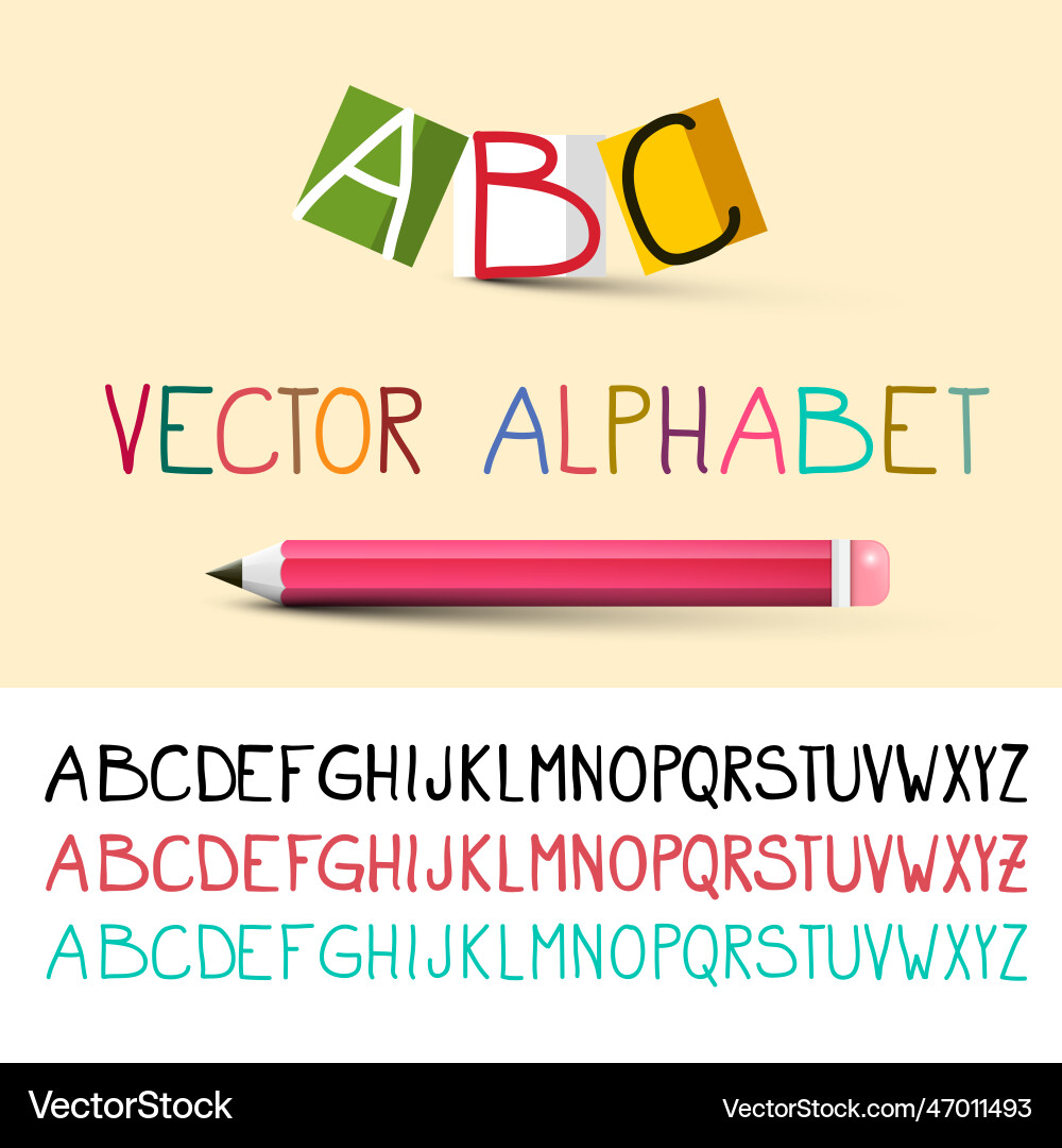 Uppercase alphabet - hand drawn font with pencil Vector Image