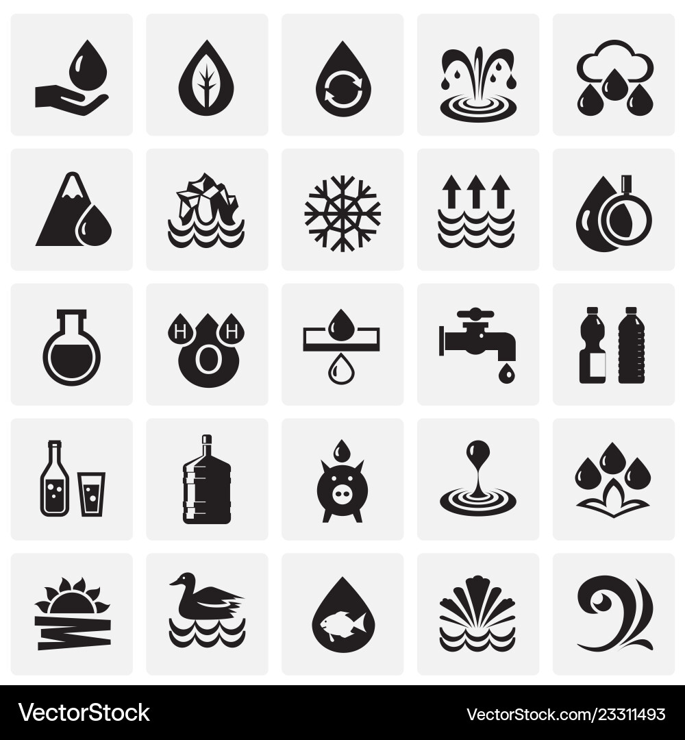 Water icon set on squares background for graphic Vector Image