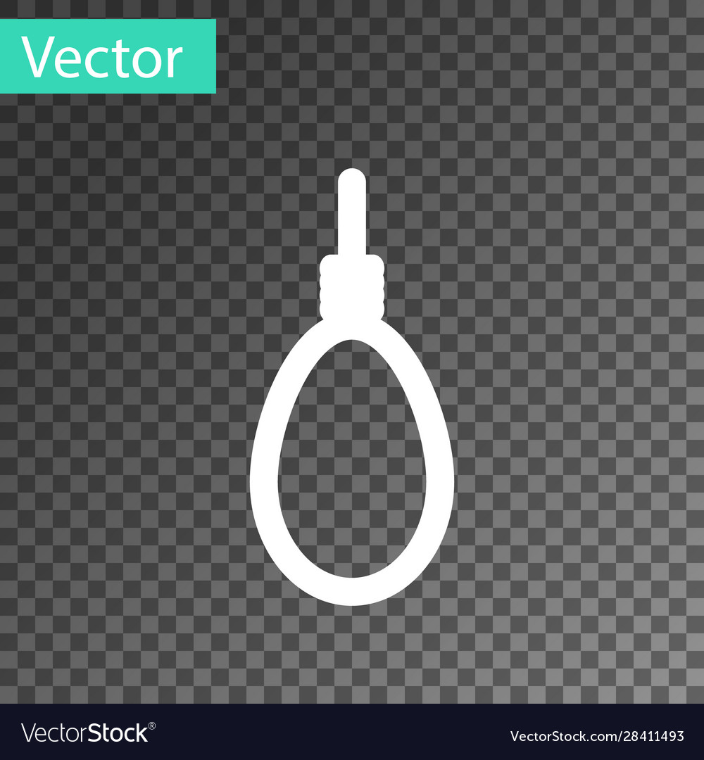 White line gallows rope loop hanging icon isolated