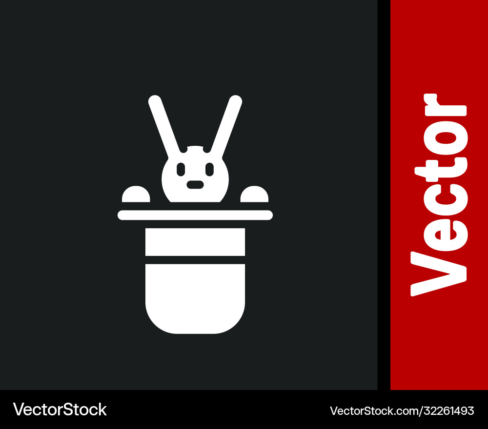 White magician hat and rabbit icon isolated Vector Image