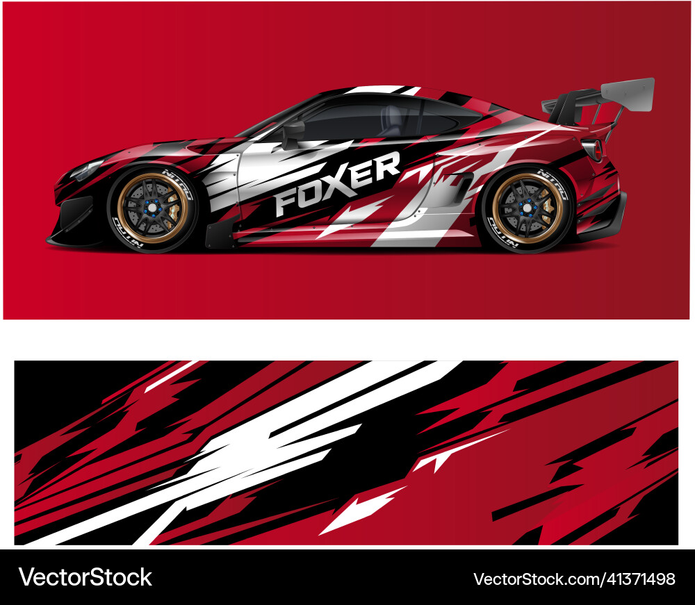Car livery red van wrap design wrapping sticker Vector Image