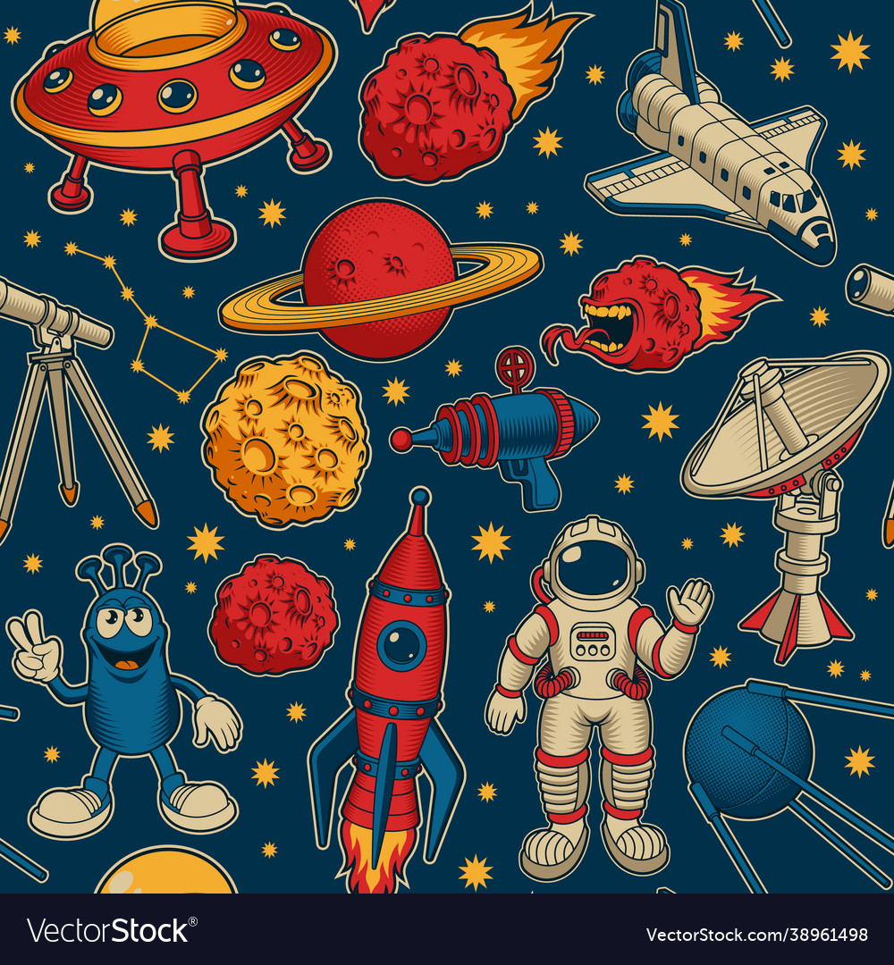 Cartoon space seamless pattern this design can Vector Image