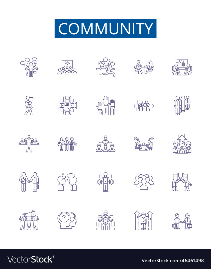 Community line icons signs set design collection Vector Image