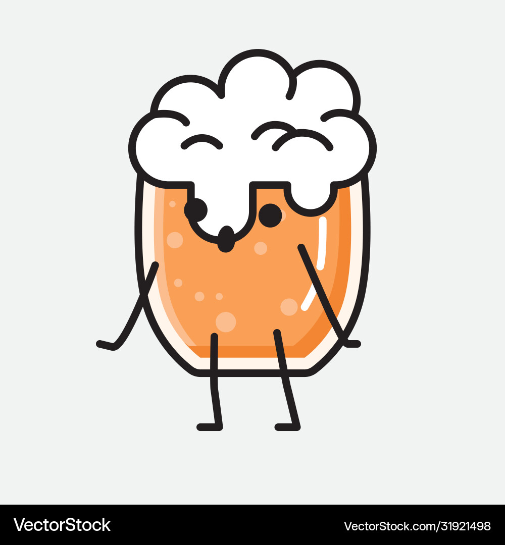 Cute beer mascot character in flat design style Vector Image
