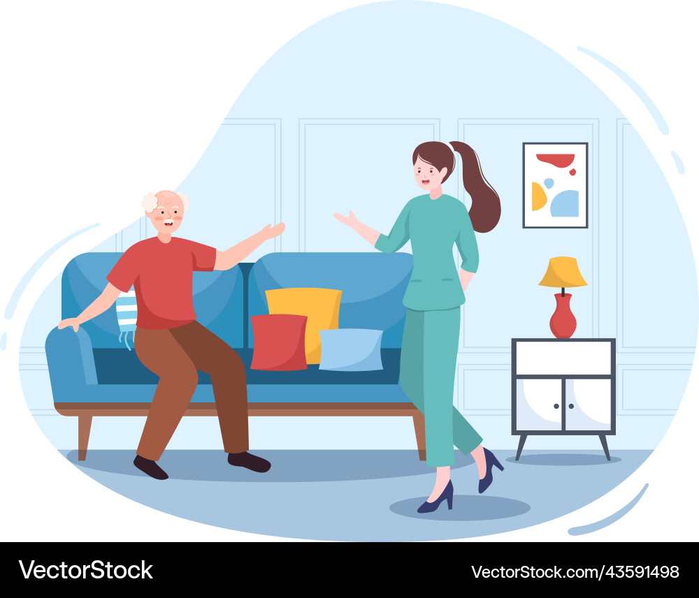 Elderly care services hand drawn cartoon flat Vector Image