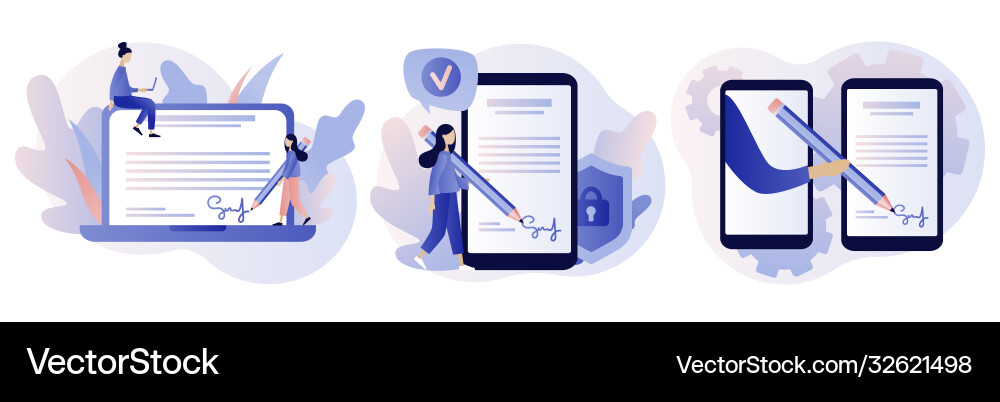Electronic contract or digital signature concept Vector Image
