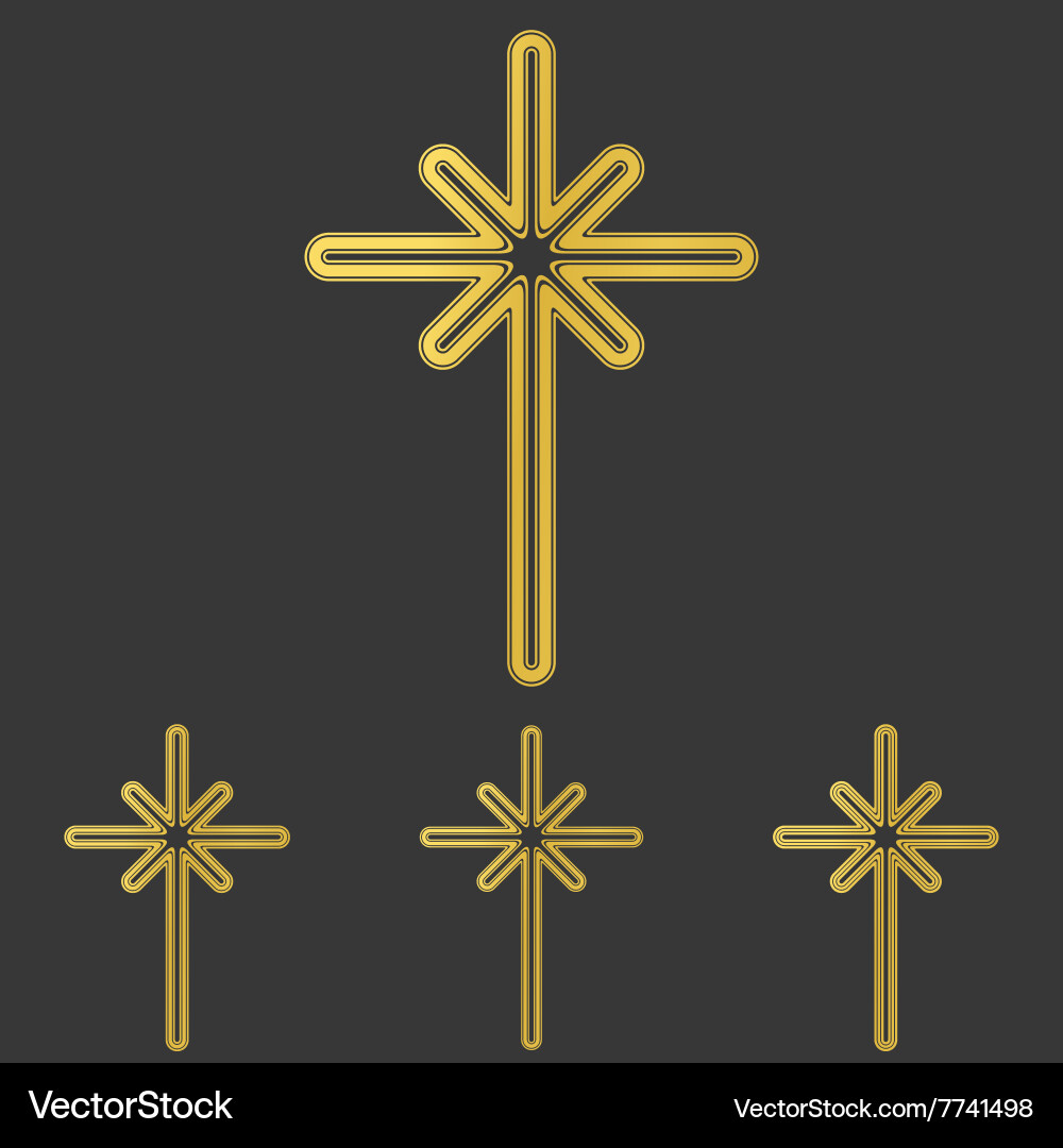 Golden line cross logo design set Royalty Free Vector Image