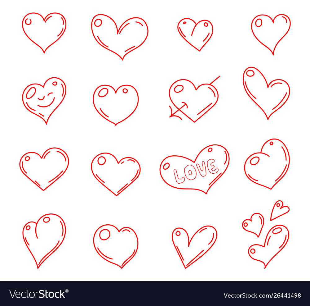 Hand drawn hearts set heart Royalty Free Vector Image