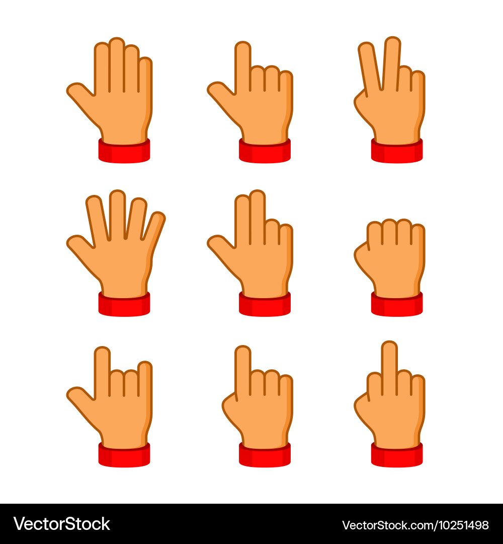 Hands icons set on white background emoji Vector Image